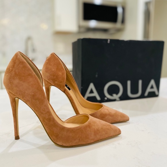 Aqua | Shoes | Aqua Dion Tan Suede 3 Inch Heels | Poshmark
